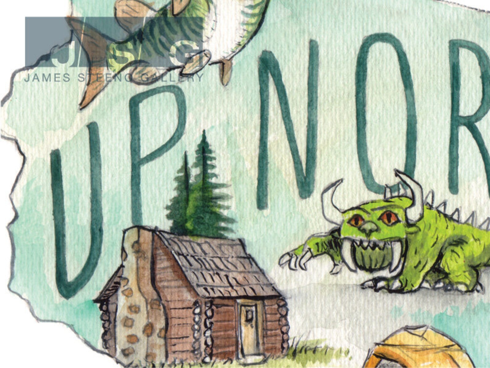 Up North Wisconsin Fun Map Watercolor Art Print by James - Etsy