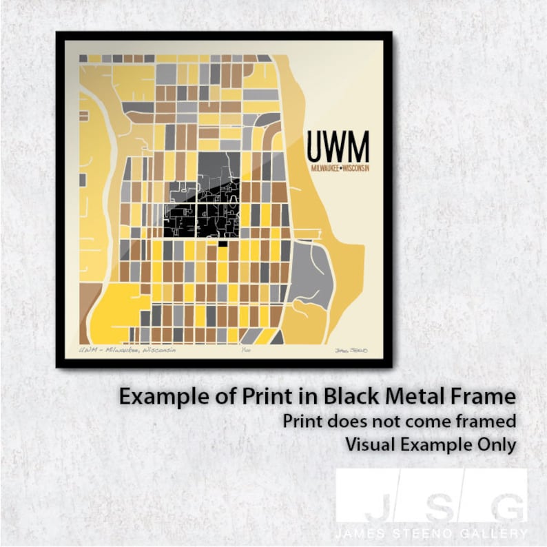 UWM Milwaukee Wisconsin University Campus Art Map Print by - Etsy