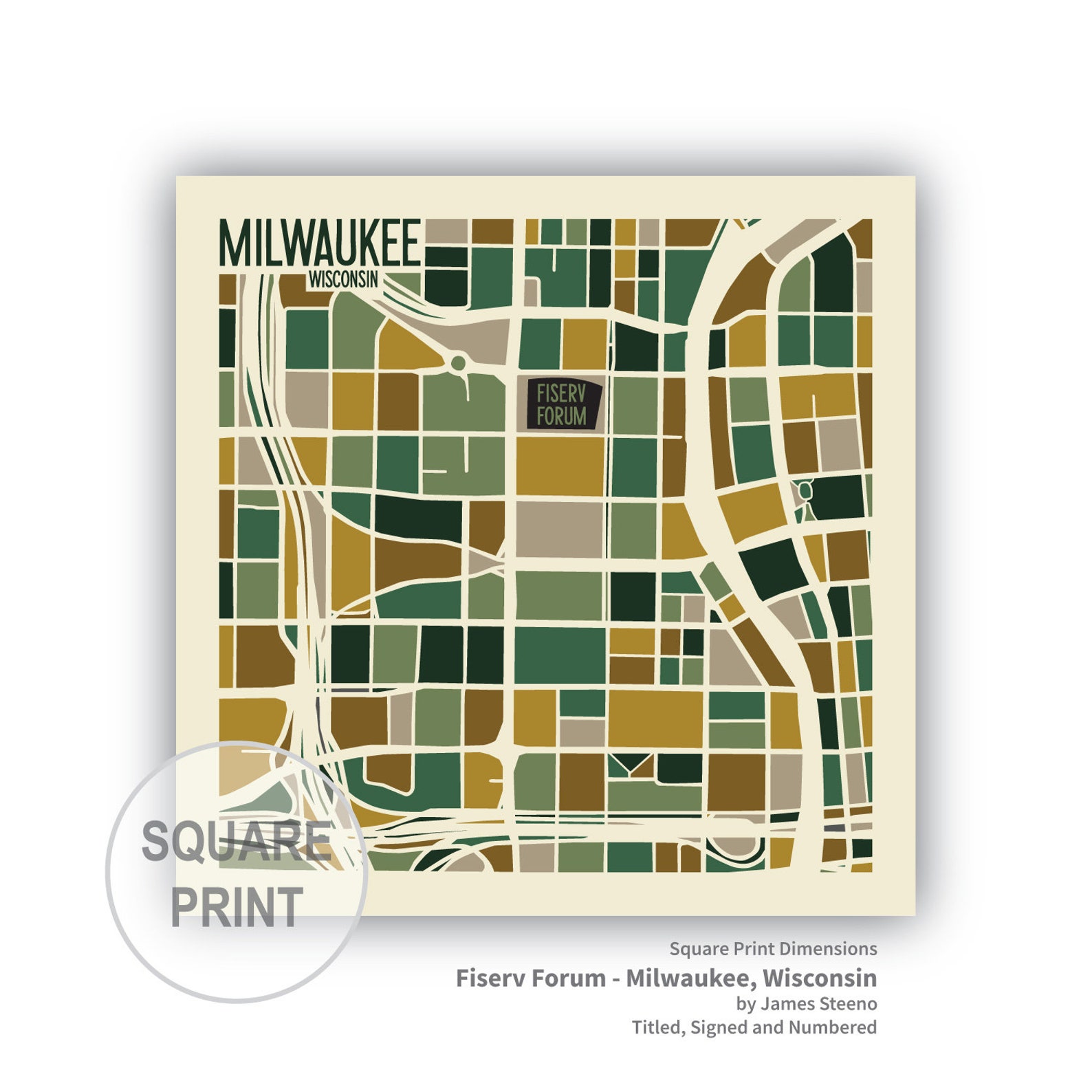 Fiserv Forum Milwaukee Wisconsin Stadium Arena Art Map Print milwaukee ...