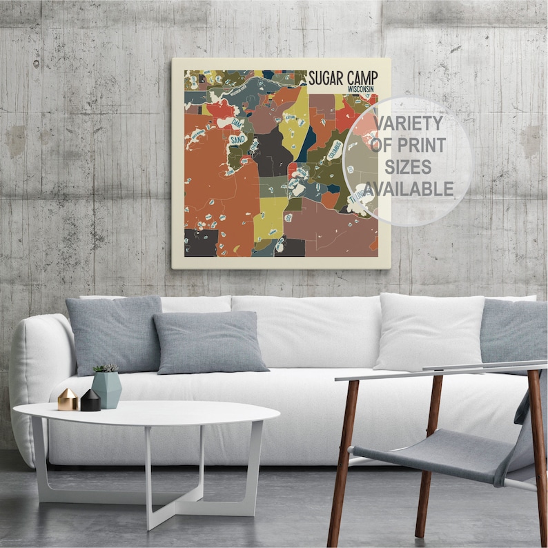 Sugar Camp, Wisconsin Art Map Print (oneida County, Sugar Camp Lake) by ...