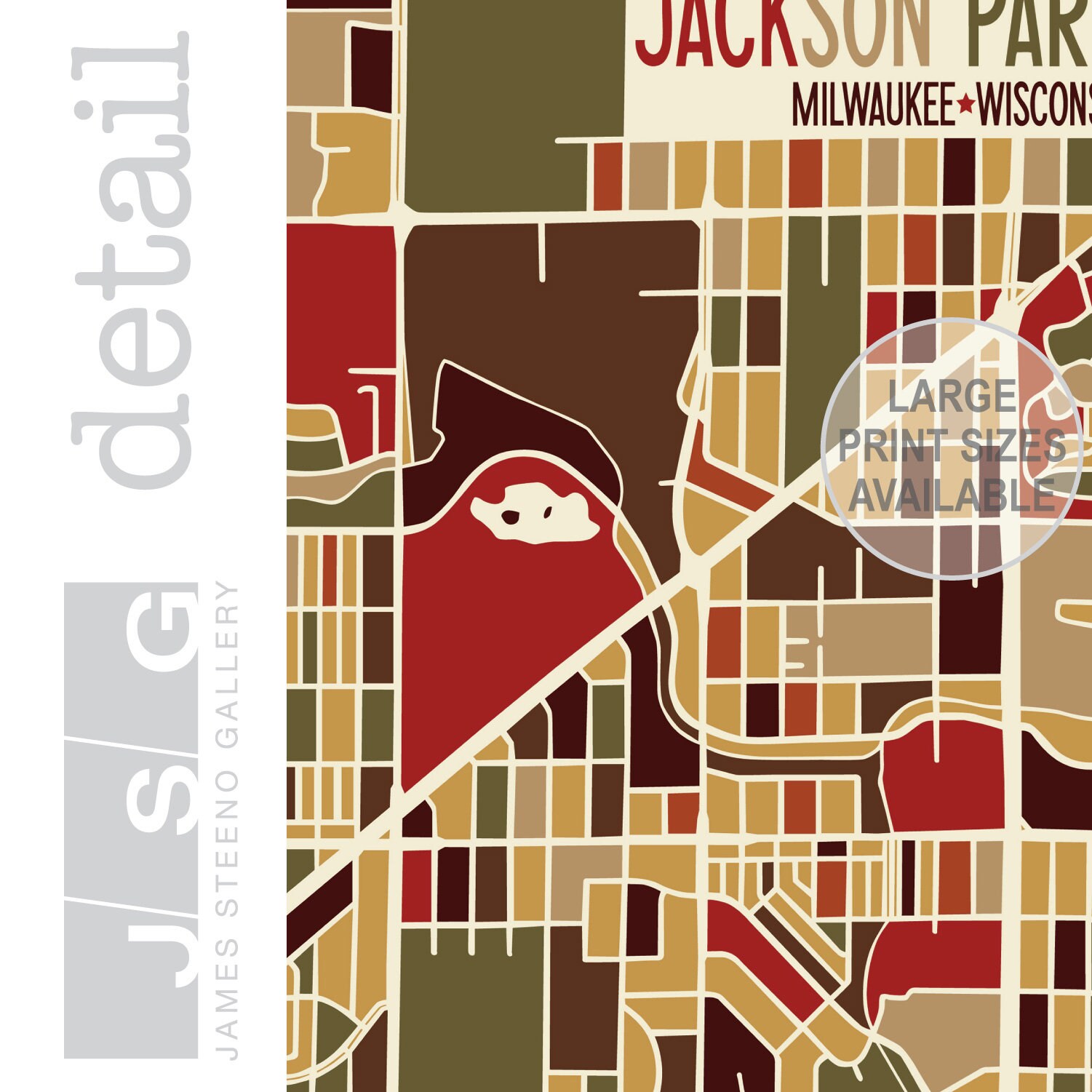 Jackson Park Neighborhood Milwaukee Wisconsin Art Map Print | Etsy