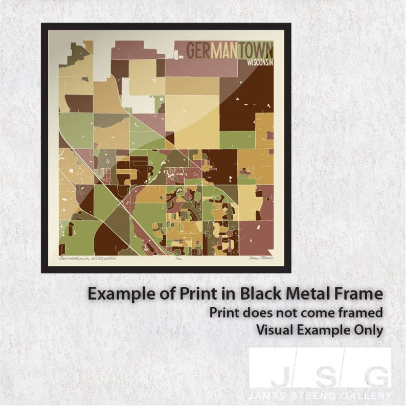 Germantown Wisconsin Art Map Print Washington County by | Etsy