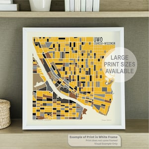 UWO – Oshkosh, Wisconsin University Campus Art Map Print (UW-OH) by ...