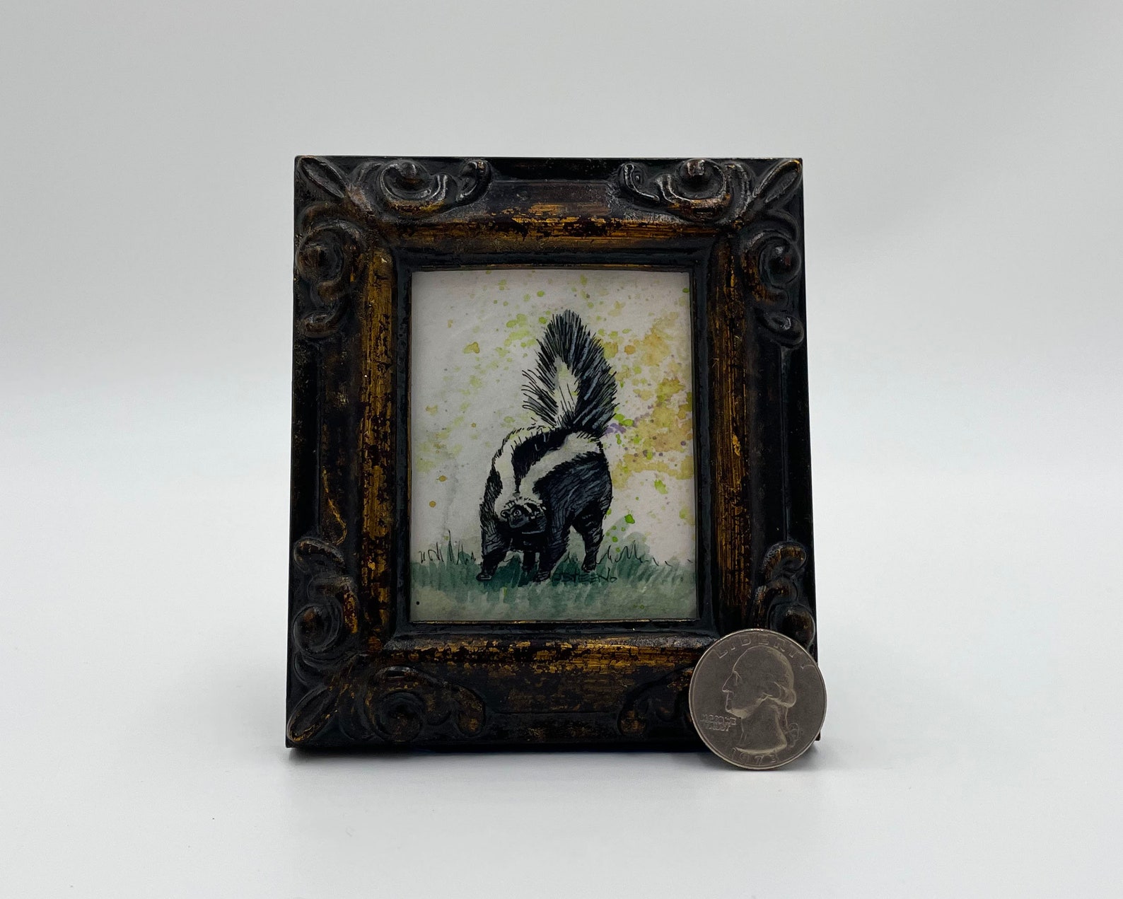 Skunk Framed Miniature Watercolor Art Print by James Steeno Mini Art ...