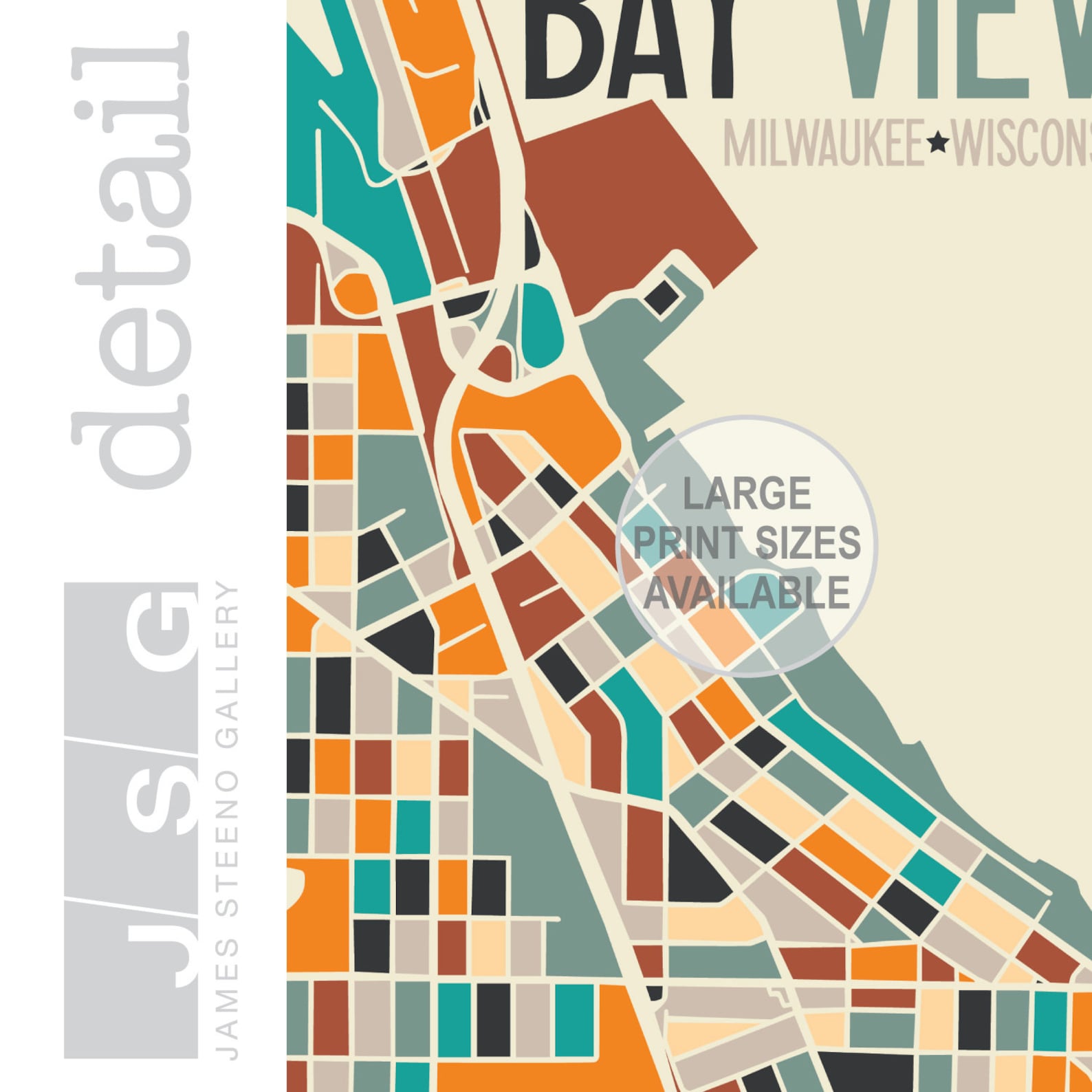 Bay View Neighborhood Milwaukee Wisconsin Art Map Print by - Etsy