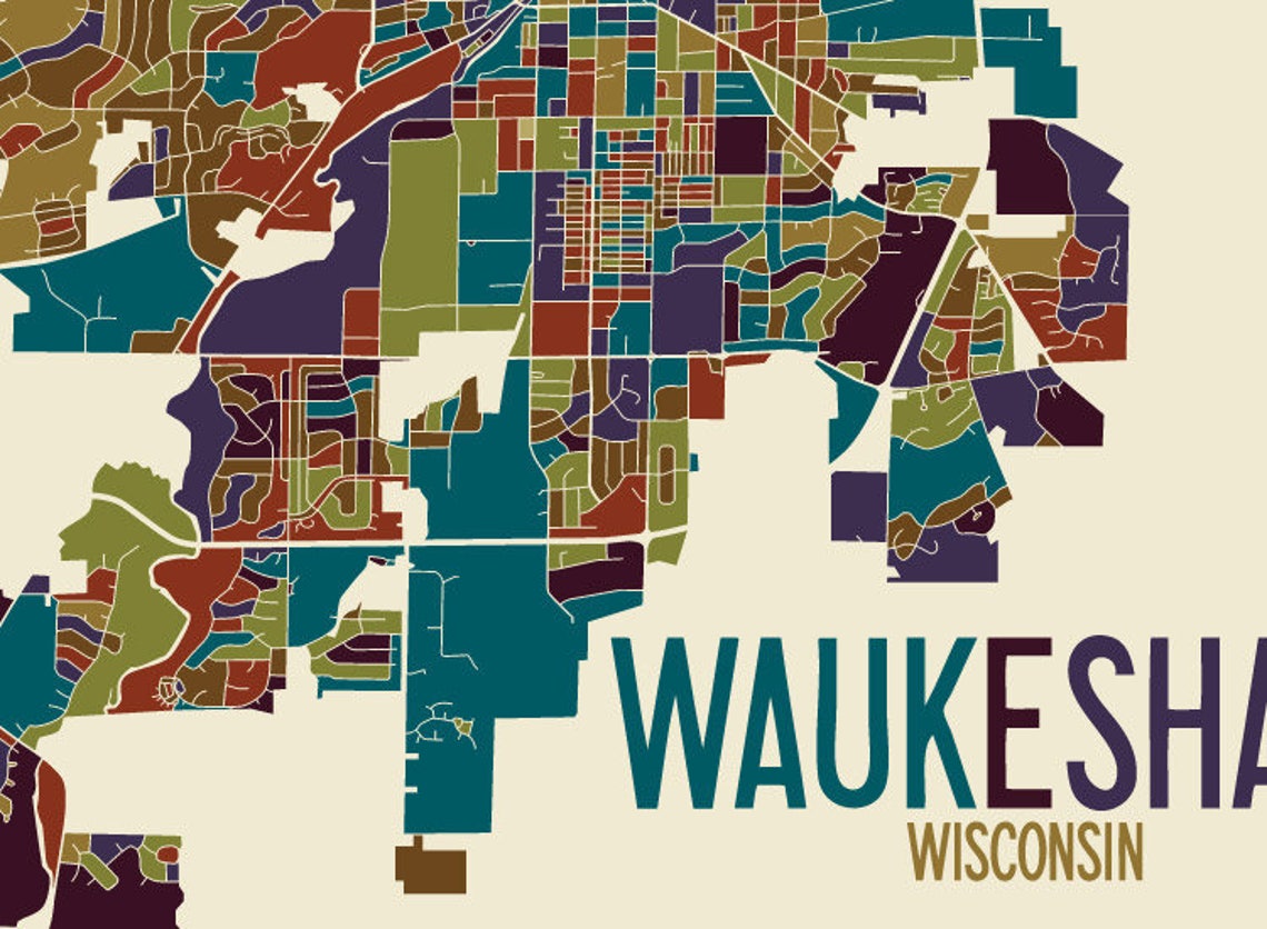 Waukesha, Wisconsin Art Map Print (waukesha County) by James Steeno - Etsy