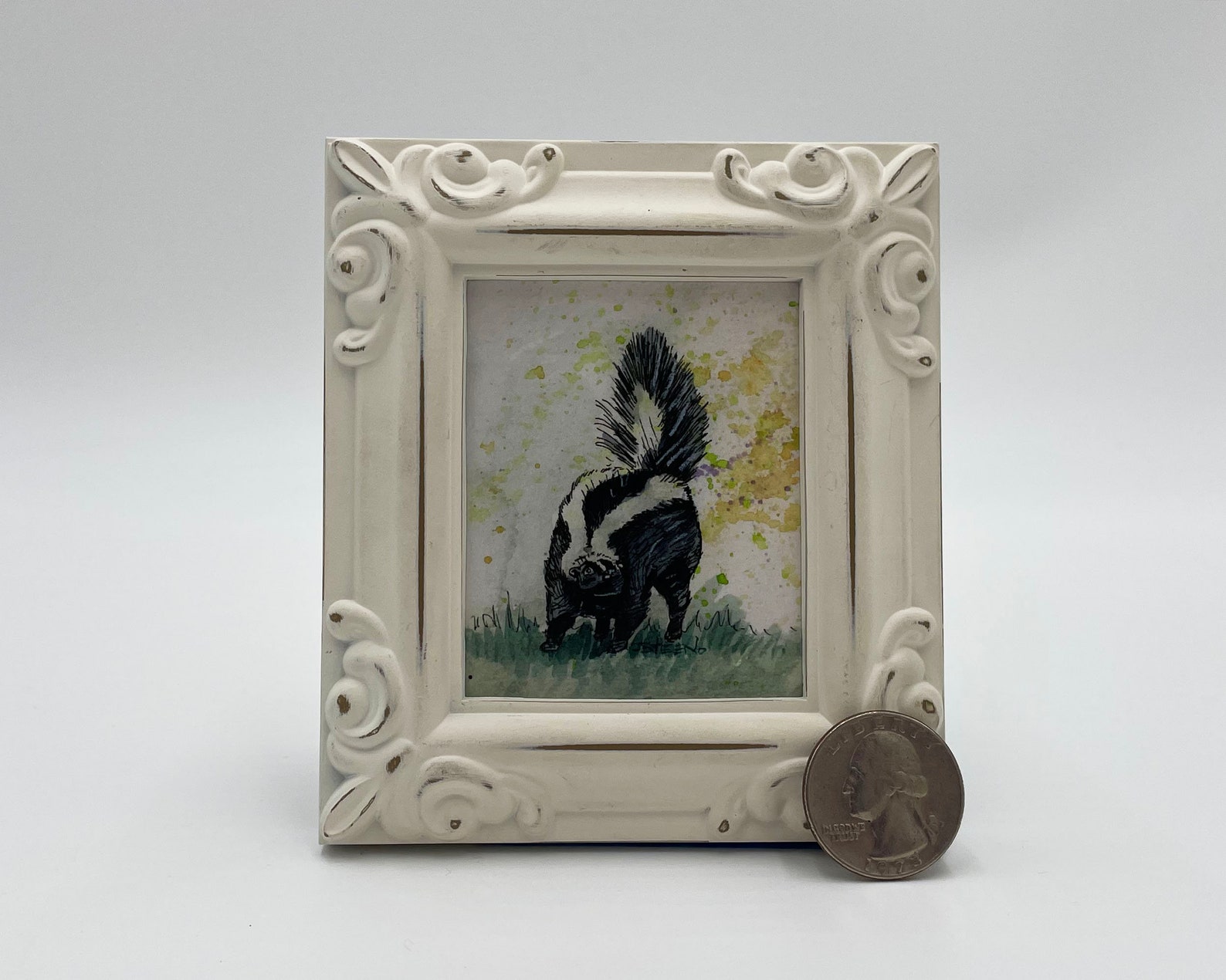 Skunk Framed Miniature Watercolor Art Print by James Steeno Mini Art ...