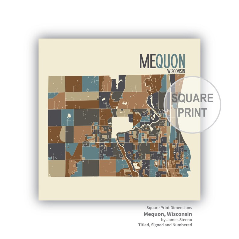 Mequon Wisconsin Art Map Print ozaukee County by James - Etsy