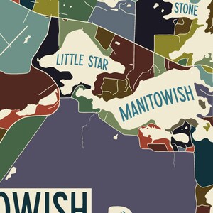 Manitowish Chain of Lakes, Wisconsin Art Map Print (vilas County) by ...