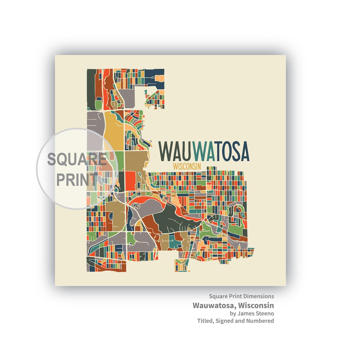 Wauwatosa tosa Wisconsin City Art Map Print milwaukee - Etsy