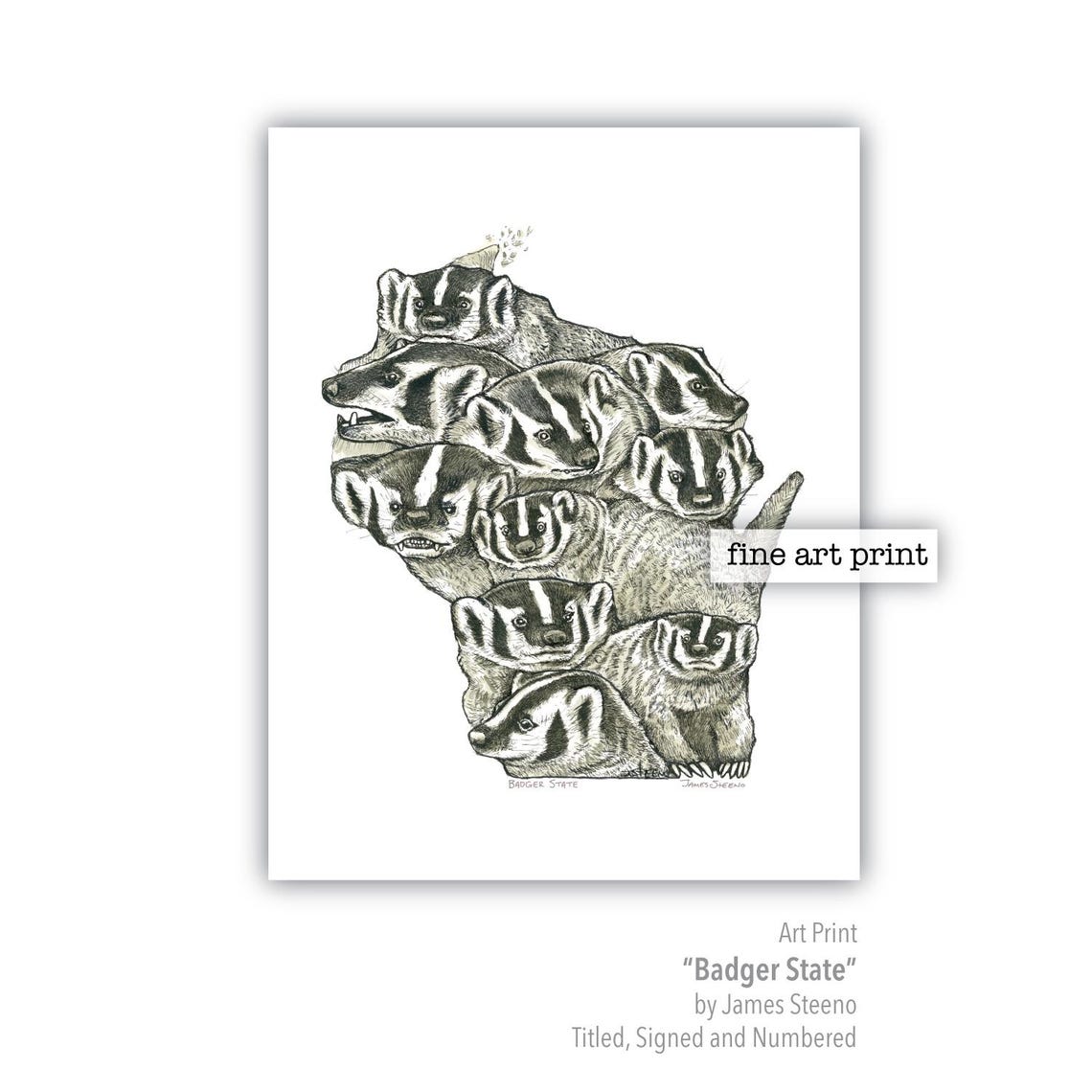 The Badger State Wisconsin Illustrated Art Print by James Steeno - Etsy