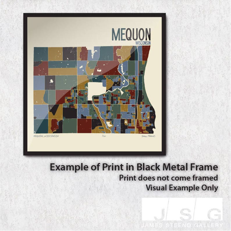 Mequon Wisconsin Art Map Print Ozaukee County by James | Etsy