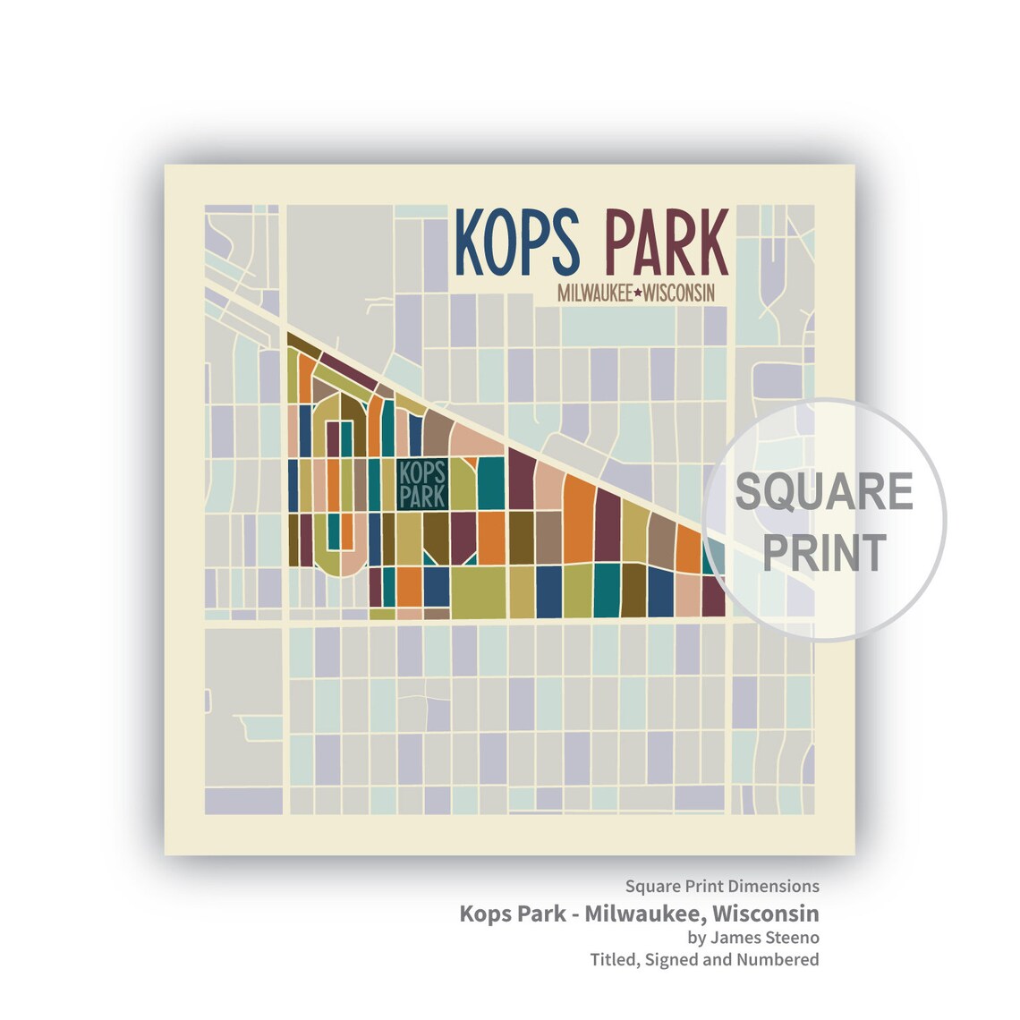 Kops Park Neighborhood Milwaukee Wisconsin Art Map Print by | Etsy