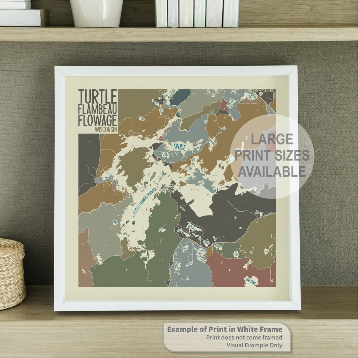 Turtle Flambeau Flowage Wisconsin Art Map Print by James Steeno (iron ...