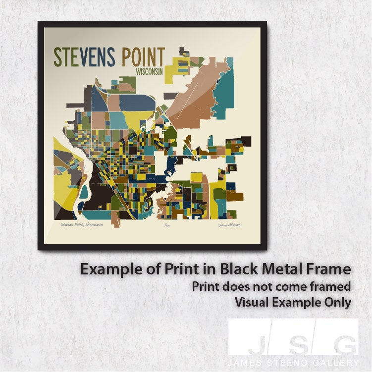 Stevens Point Wisconsin Art Map Print portage County by - Etsy