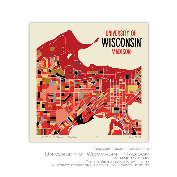 University of Wisconsin® Madison Campus Art Map Print | Etsy
