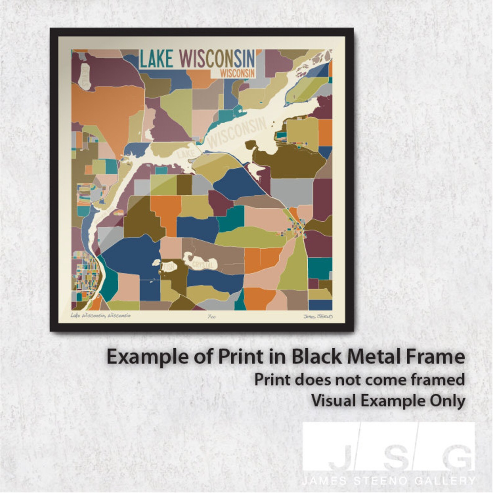 Lake Wisconsin columbia and Sauk Counties Art Map Print by - Etsy