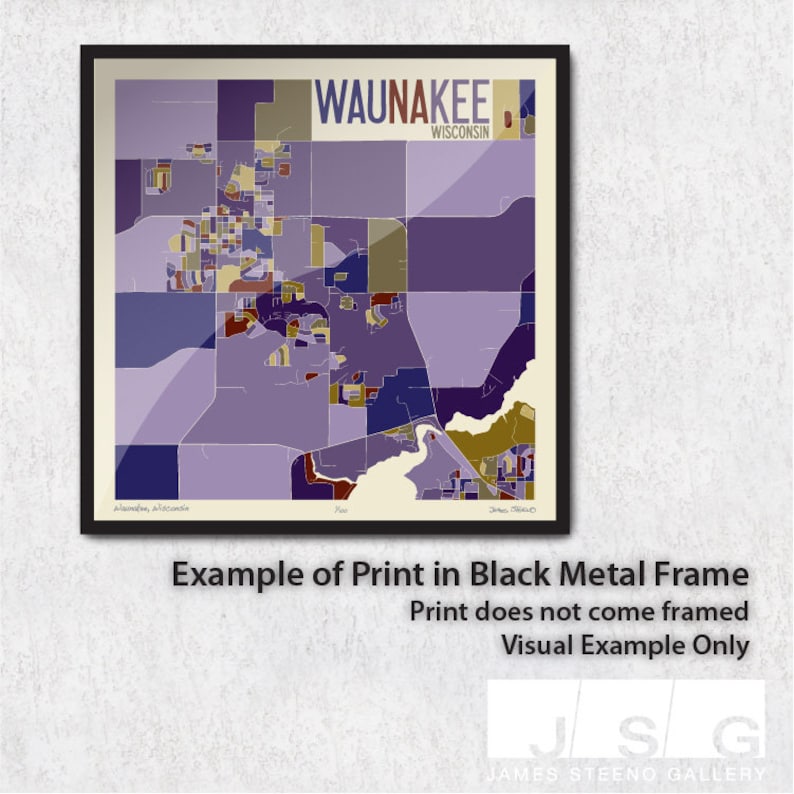 Waunakee Wisconsin dane County Art Map Print by James - Etsy