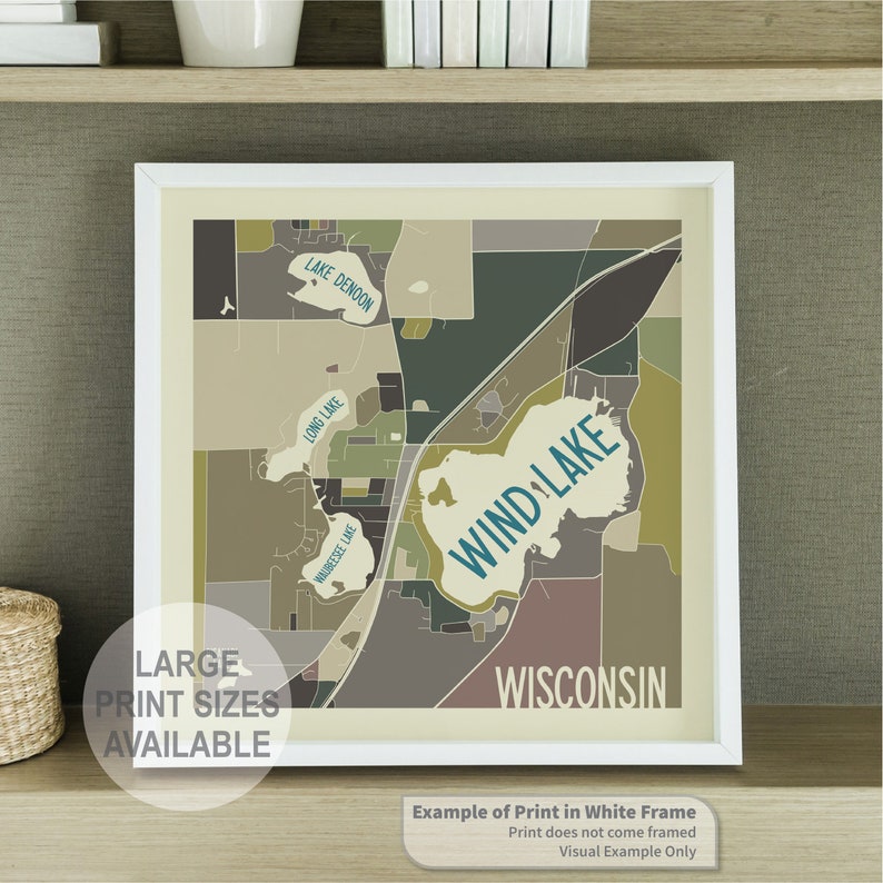 Wind Lake Wisconsin Art Map Print racine County by James - Etsy