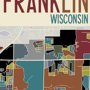Franklin, Wisconsin Art Map Print by James Steeno (milwaukee County) - Etsy