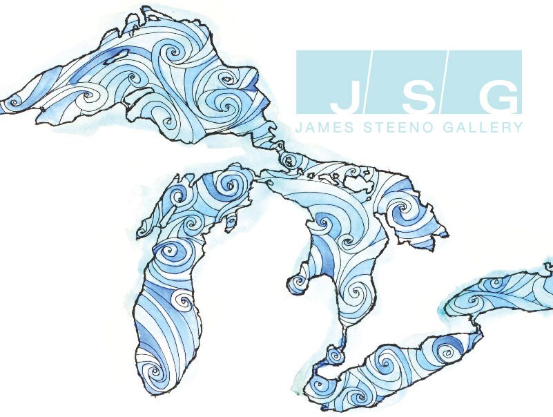 Great Lakes Doodle Pen Ink and Watercolor Art Print by James - Etsy