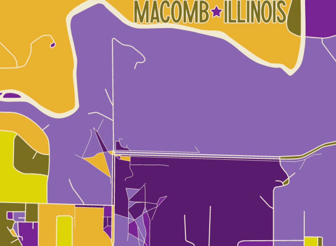 Western Illinois University Macomb Illinois Campus Art Map | Etsy