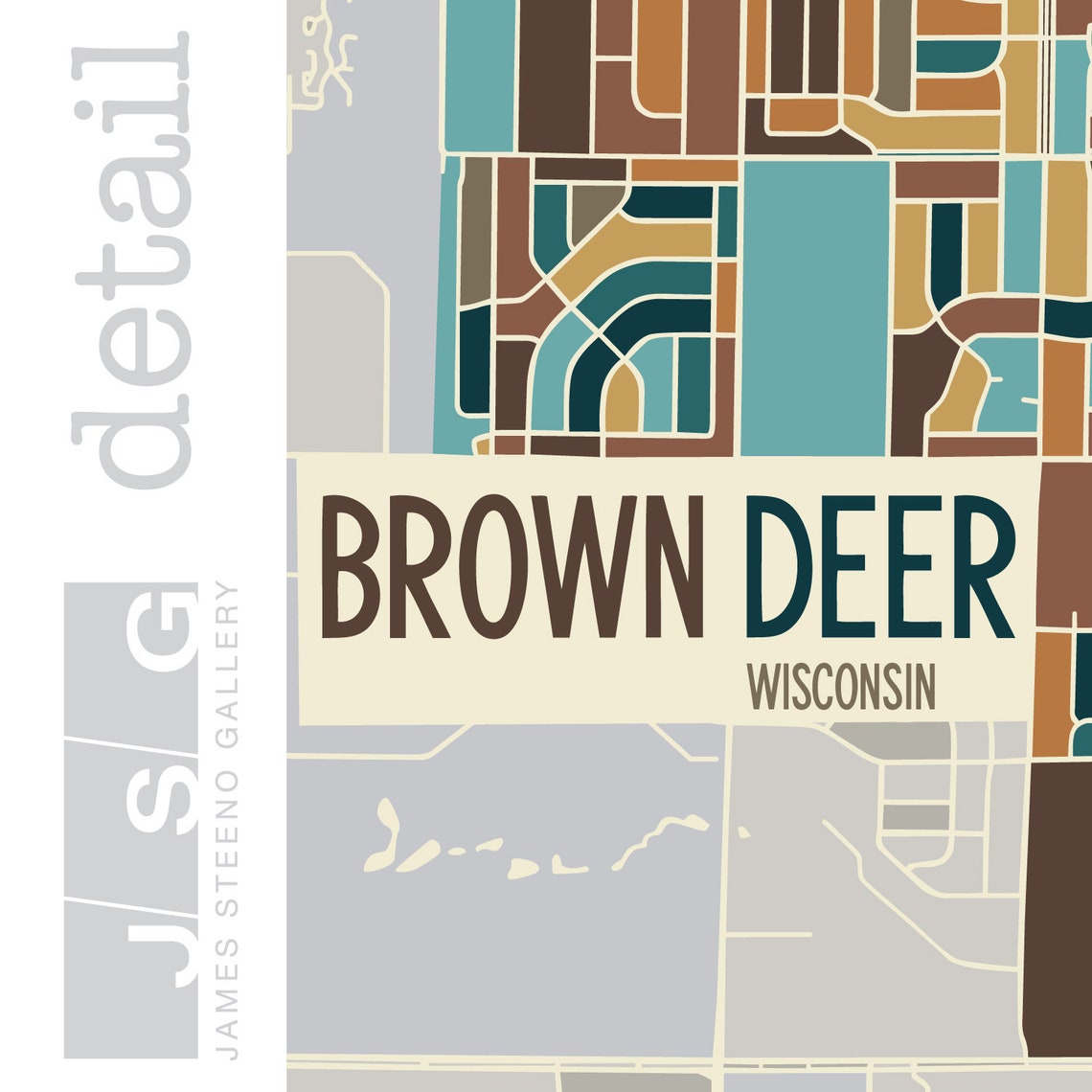 Brown Deer Wisconsin Art Map Print milwaukee County WI by - Etsy