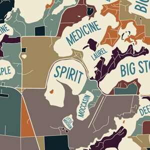 Three Lakes Chain of Lakes, Wisconsin Art Map Print (oneida County) by ...