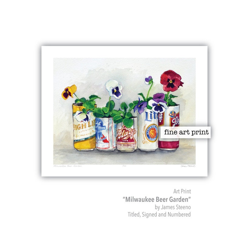 Milwaukee Wisconsin Beer Garden Watercolor Art Print by James Steeno - Etsy