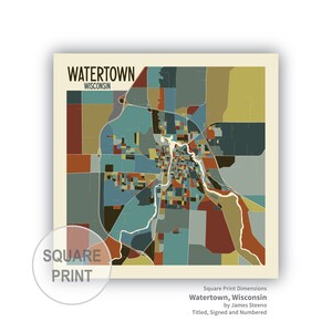 Watertown, Wisconsin Art Map Print (dodge County, Jefferson County) by ...