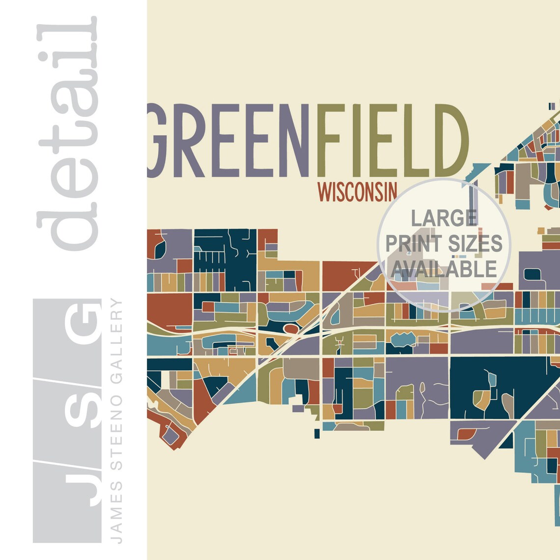 Greenfield Wisconsin Art Map Print by James Steeno milwaukee - Etsy