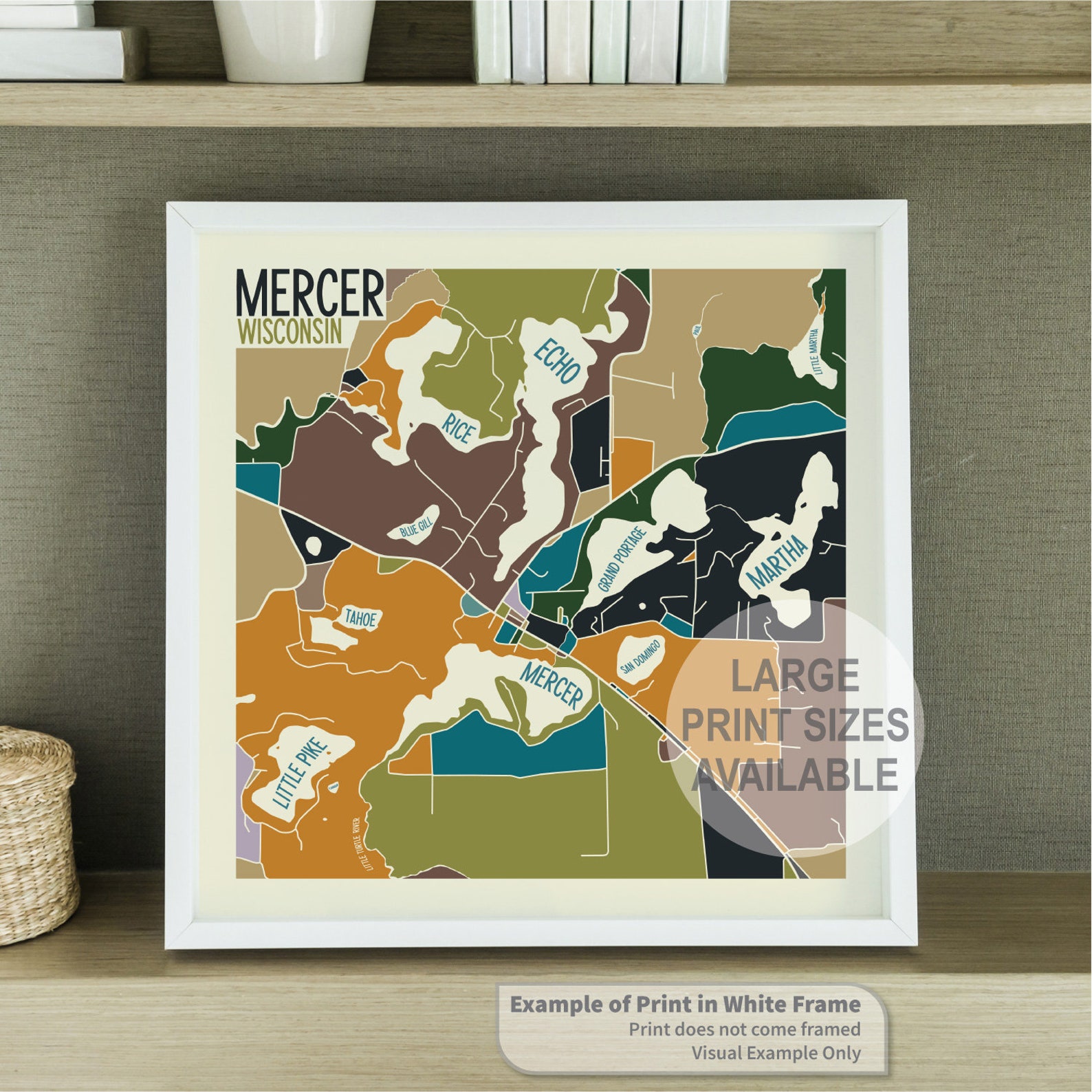 Mercer, Wisconsin Art Map Print by James Steeno (iron County) - Etsy