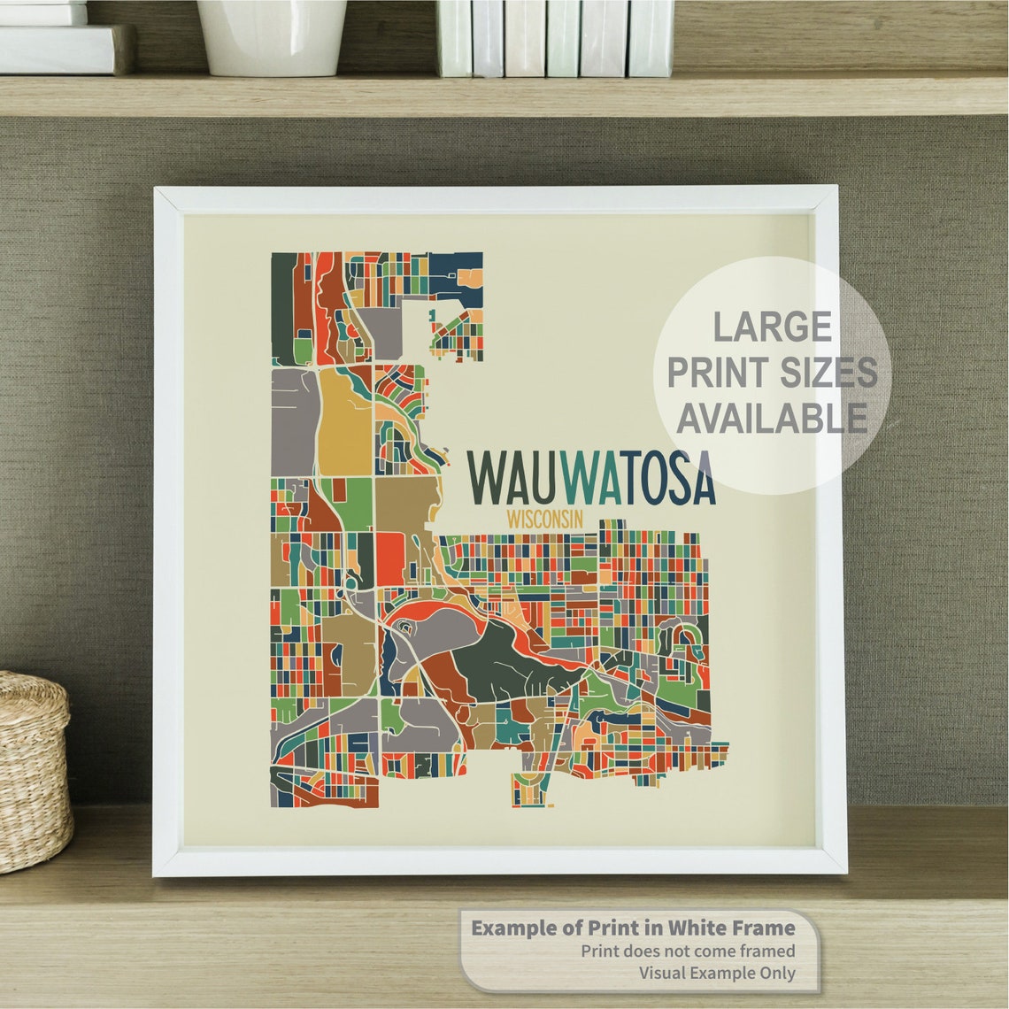 Wauwatosa tosa Wisconsin City Art Map Print milwaukee - Etsy