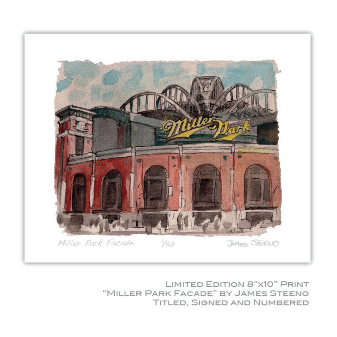 Miller Park Stadium Facade Milwaukee Wisconsin Watercolor Art Print by ...