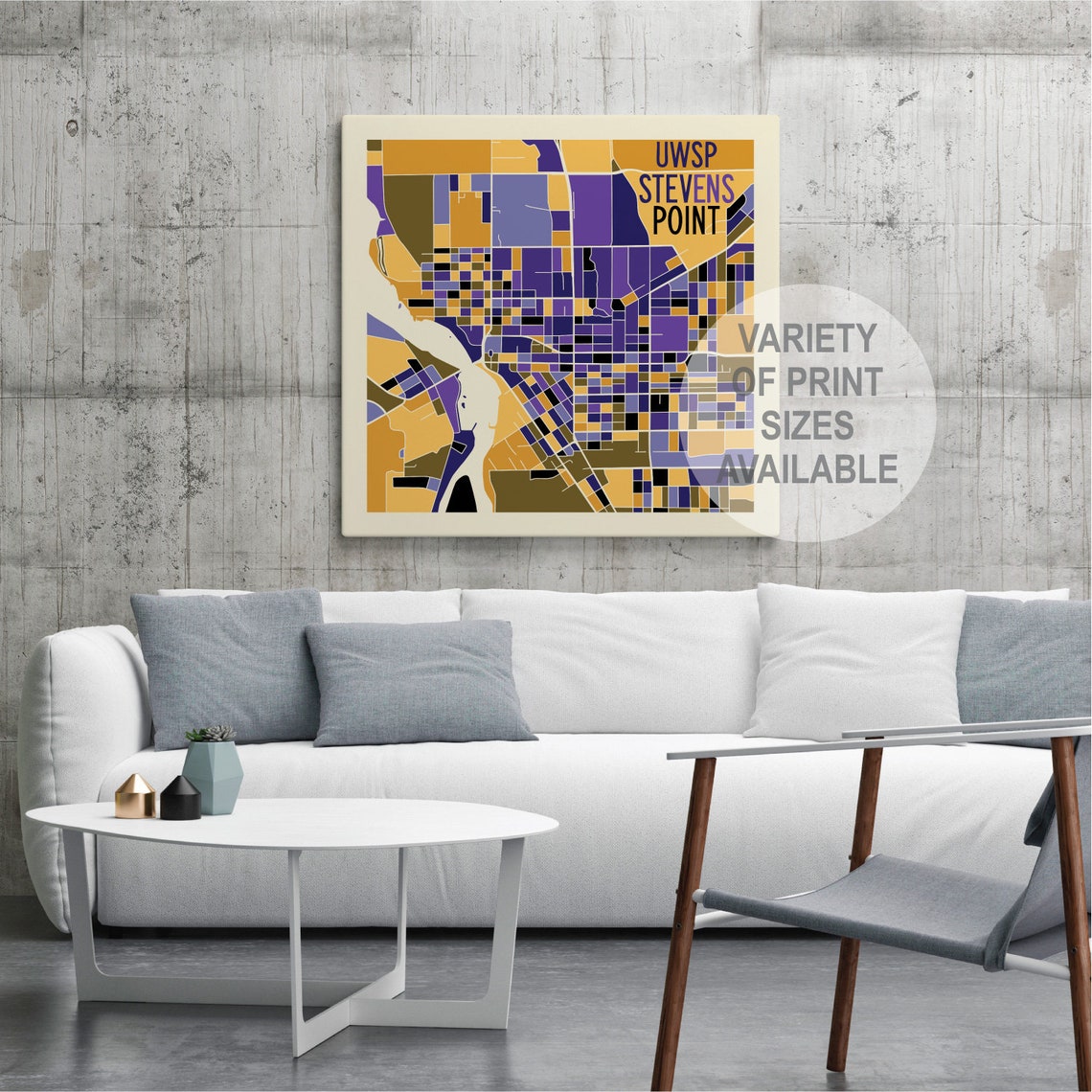 UWSP Stevens Point Wisconsin University Campus Art Map - Etsy