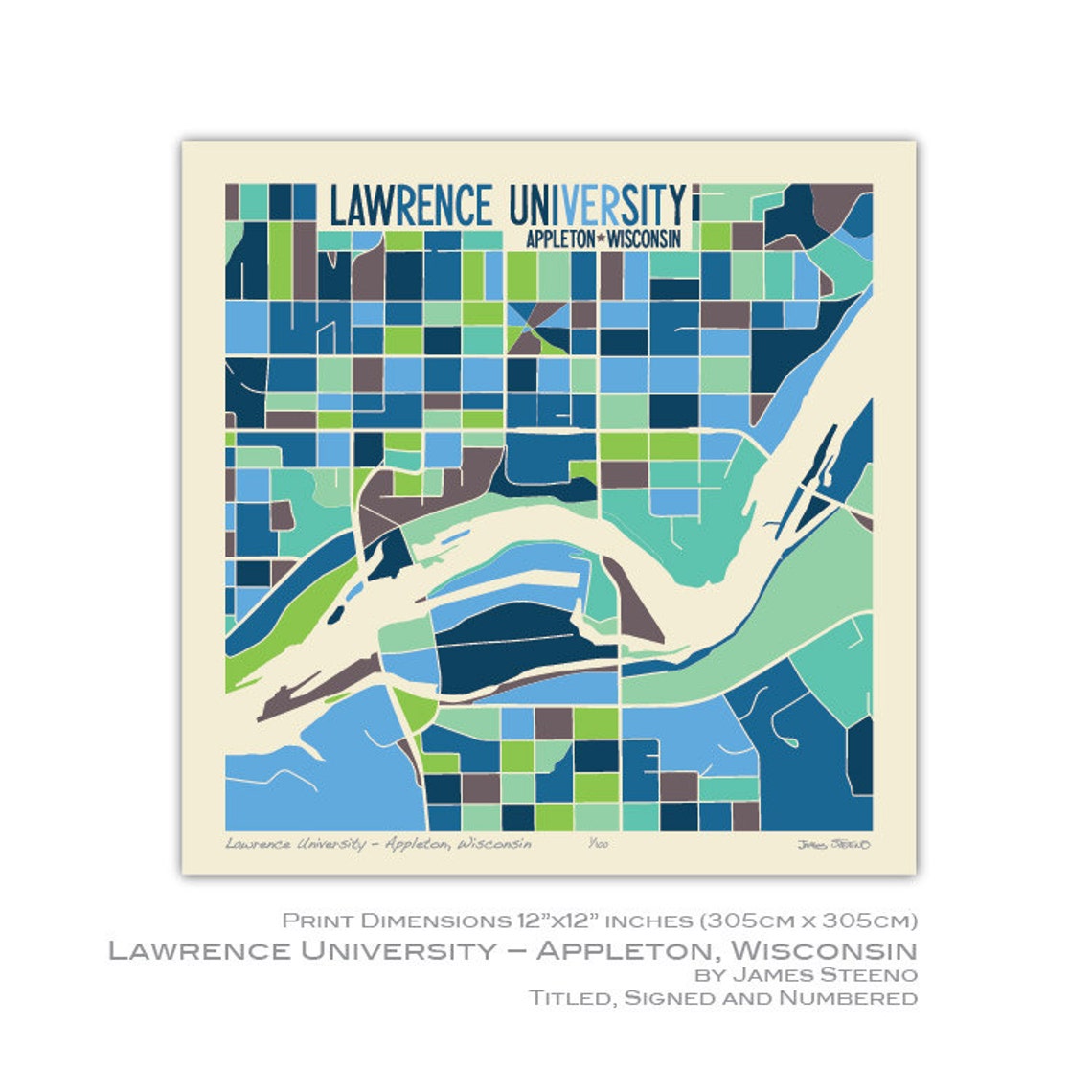Lawrence University Appleton Wisconsin Campus Art Map Print - Etsy