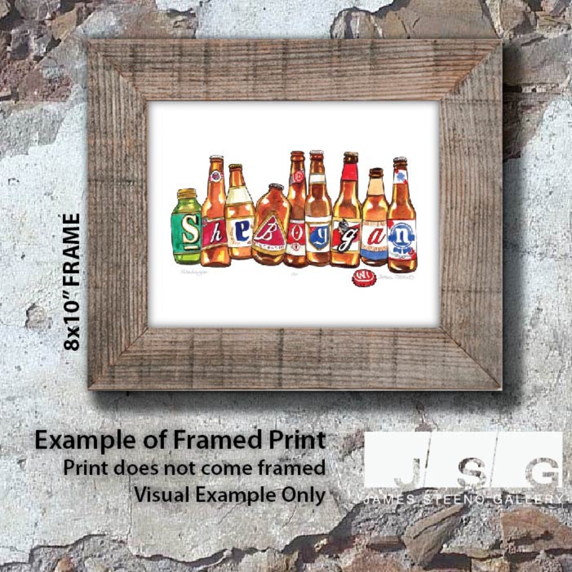 Sheboygan Wisconsin Spelled in Beer Bottles Illustrated Watercolor Art ...