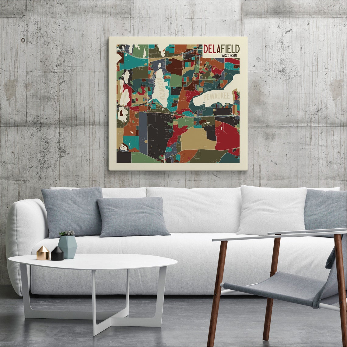 Delafield, Wisconsin Art Map Print (waukesha County Lake Country) by ...