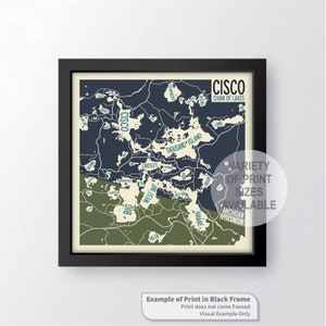 Cisco Chain of Lakes - Wisconsin Michigan Art Map Print by James Steeno ...
