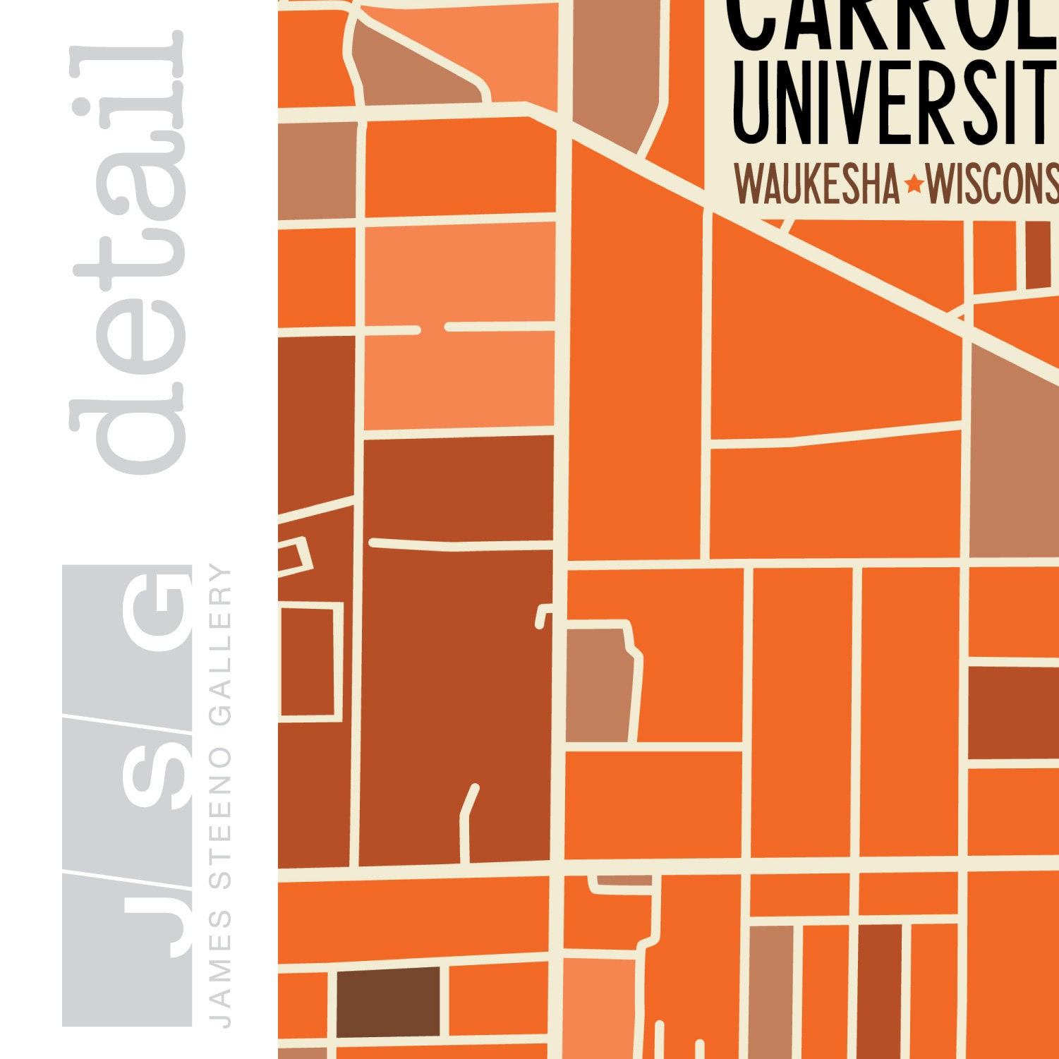Carroll University Waukesha Wisconsin Campus Art Map Print | Etsy