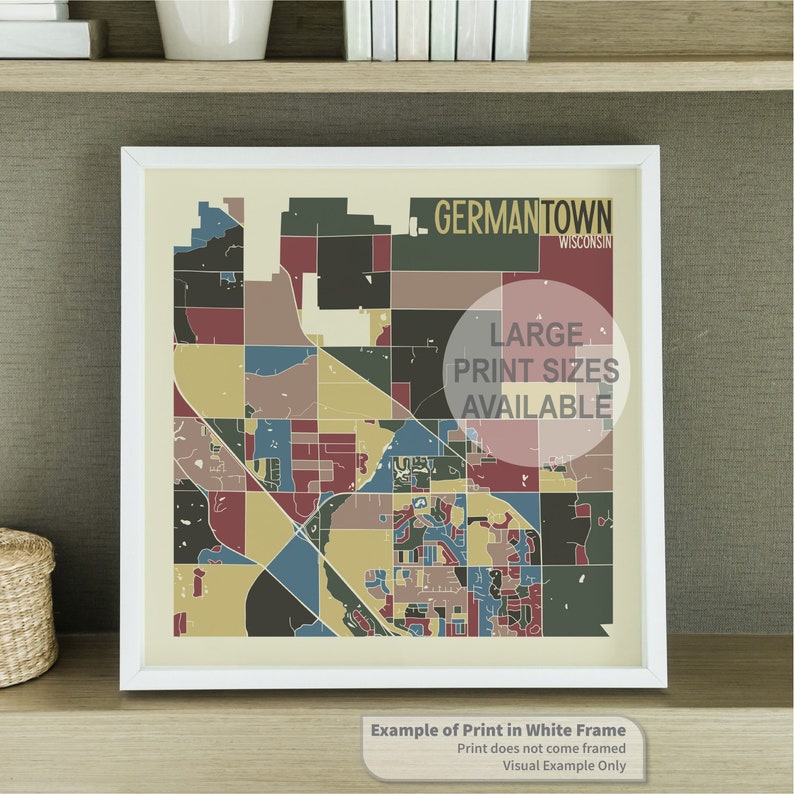 Germantown Wisconsin Art Map Print washington County by - Etsy
