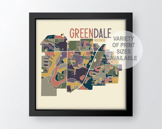 Greendale, Wisconsin City Art Map Print milwaukee County by James ...