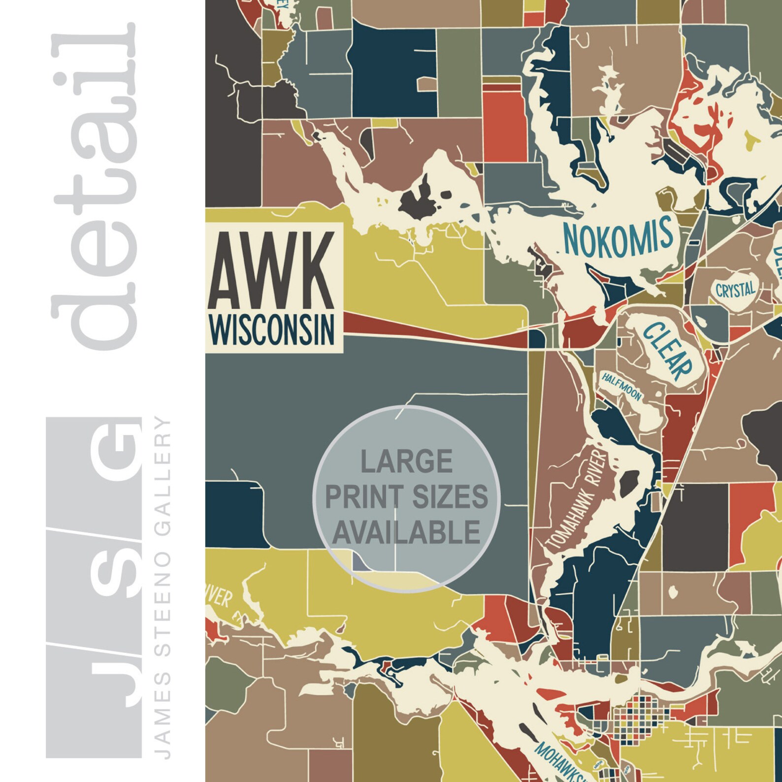 Tomahawk Wisconsin Art Map Print Lincoln County Lake | Etsy