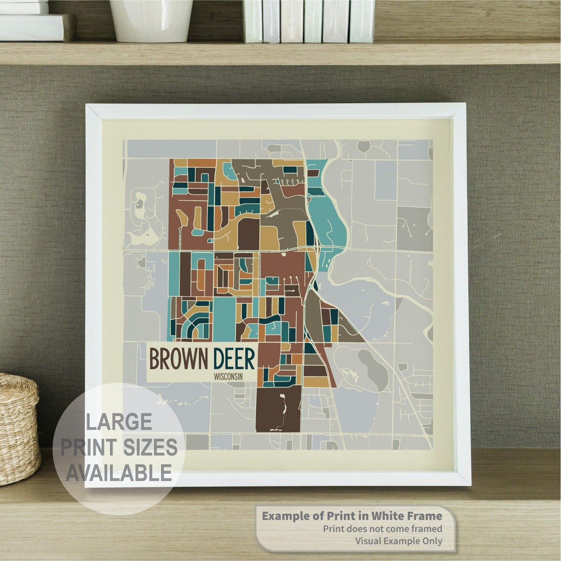 Brown Deer Wisconsin Art Map Print milwaukee County WI by - Etsy