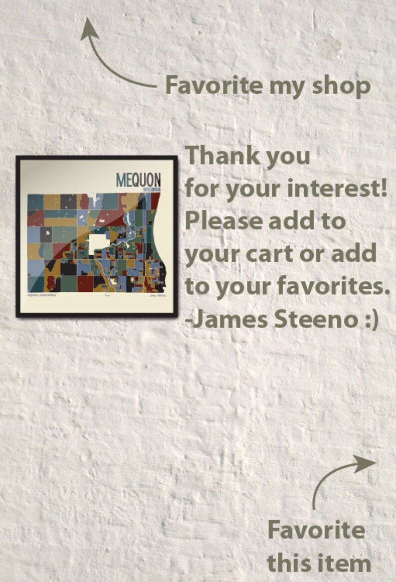 Mequon Wisconsin Art Map Print Ozaukee County by James | Etsy