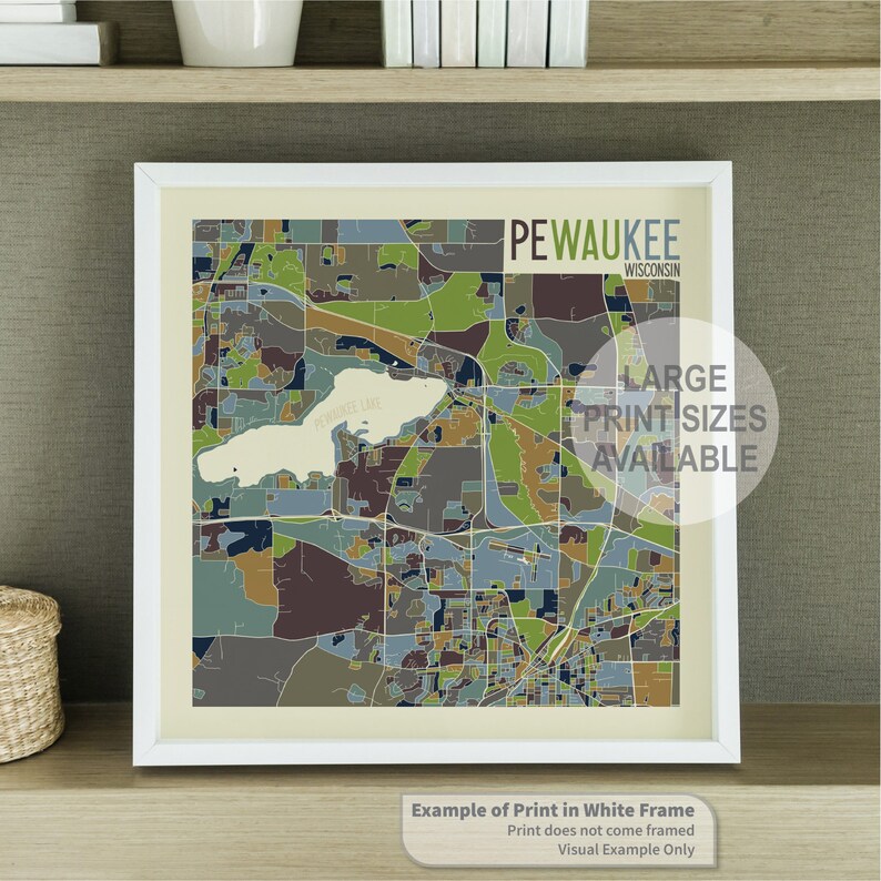 Pewaukee - Wisconsin Art Map Print (waukesha County, Lake Country ...