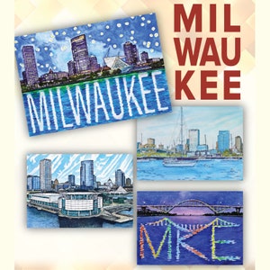 Milwaukee Wisconsin Cityscapes Watercolor Note Card Set of 4 Greeting ...