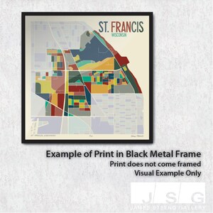 St. Francis, Wisconsin Art Map Print (milwaukee County) by James Steeno ...