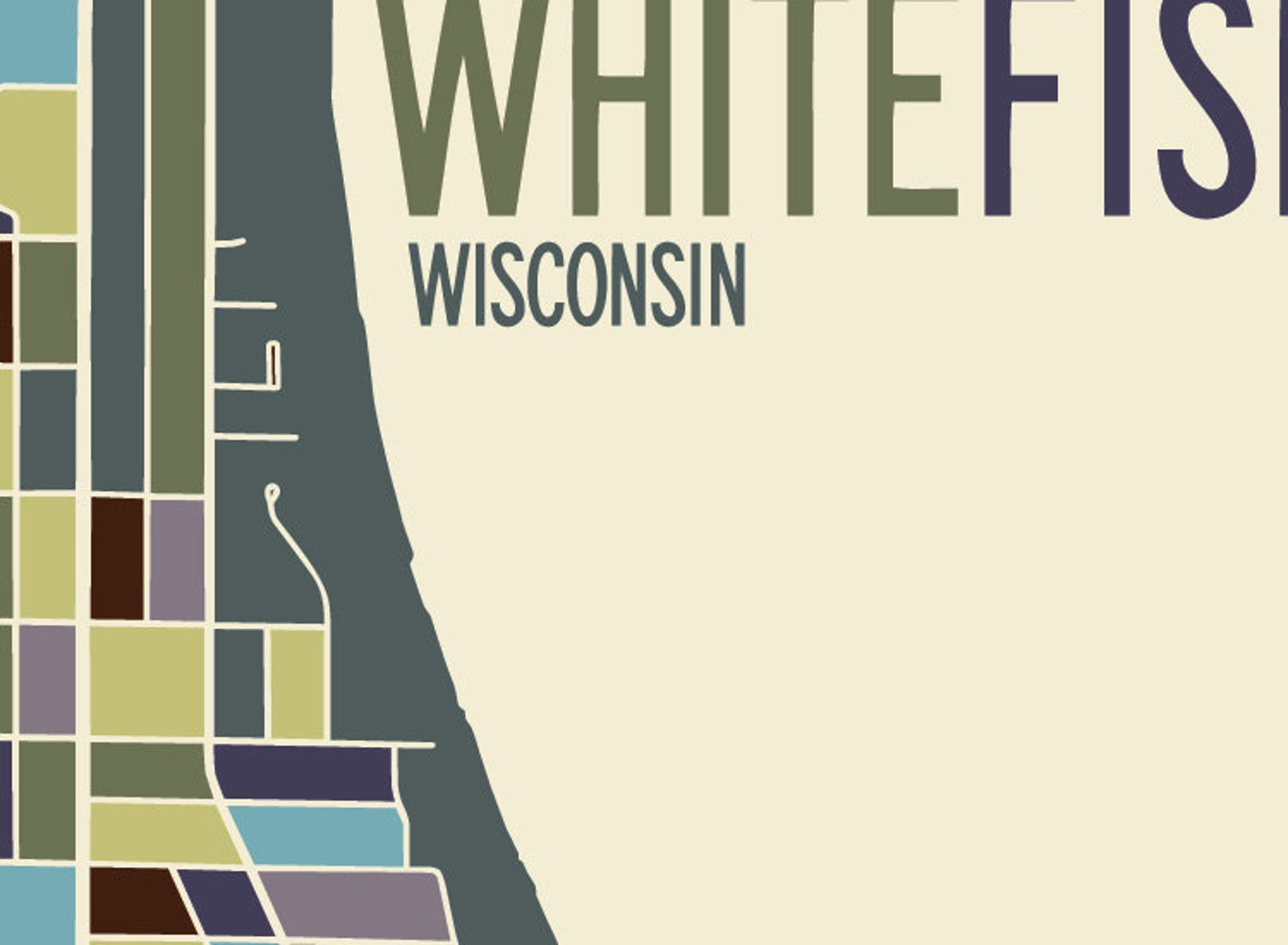 Whitefish Bay Wisconsin Art Map Print milwaukee County by - Etsy