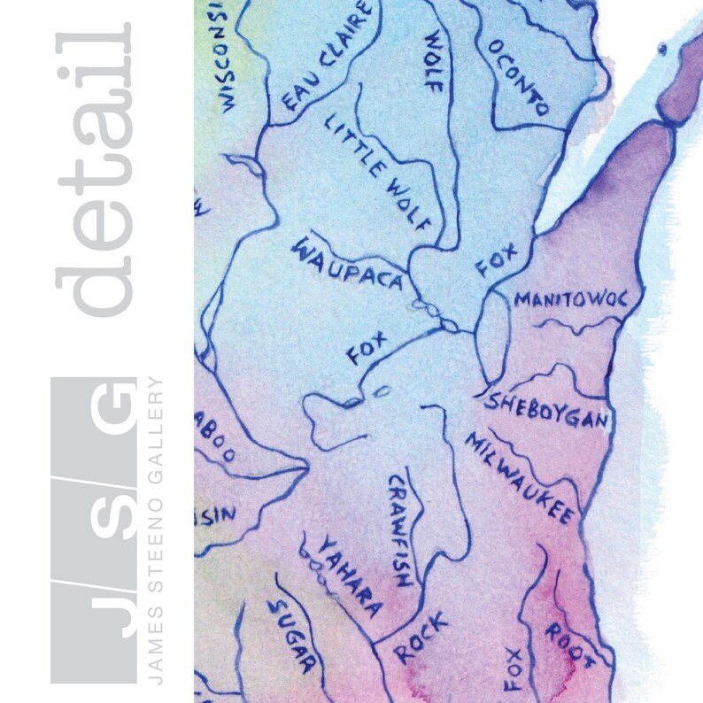 Wisconsin Rivers Watercolor Map Art Print by James Steeno St. Croix ...